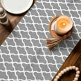 Grey Morocco Plaid Table Runner, Abstract Washable Cotton Linen Table ...