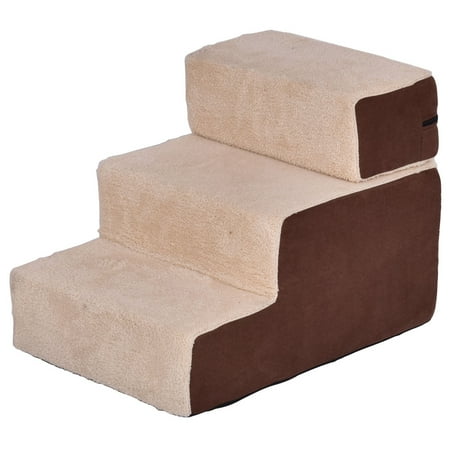 Costway Portable Pet Stairs 3 Step Soft Step Ramp Home Decor Dog & Cat ...