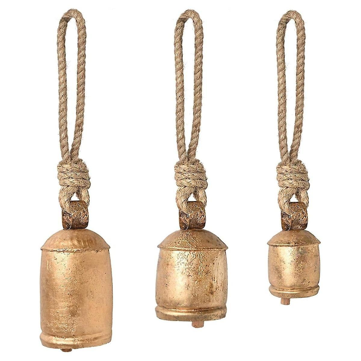 Cast Iron Hanging Cow Bells Set of 3 Hanging Harmony Bells Garden ...