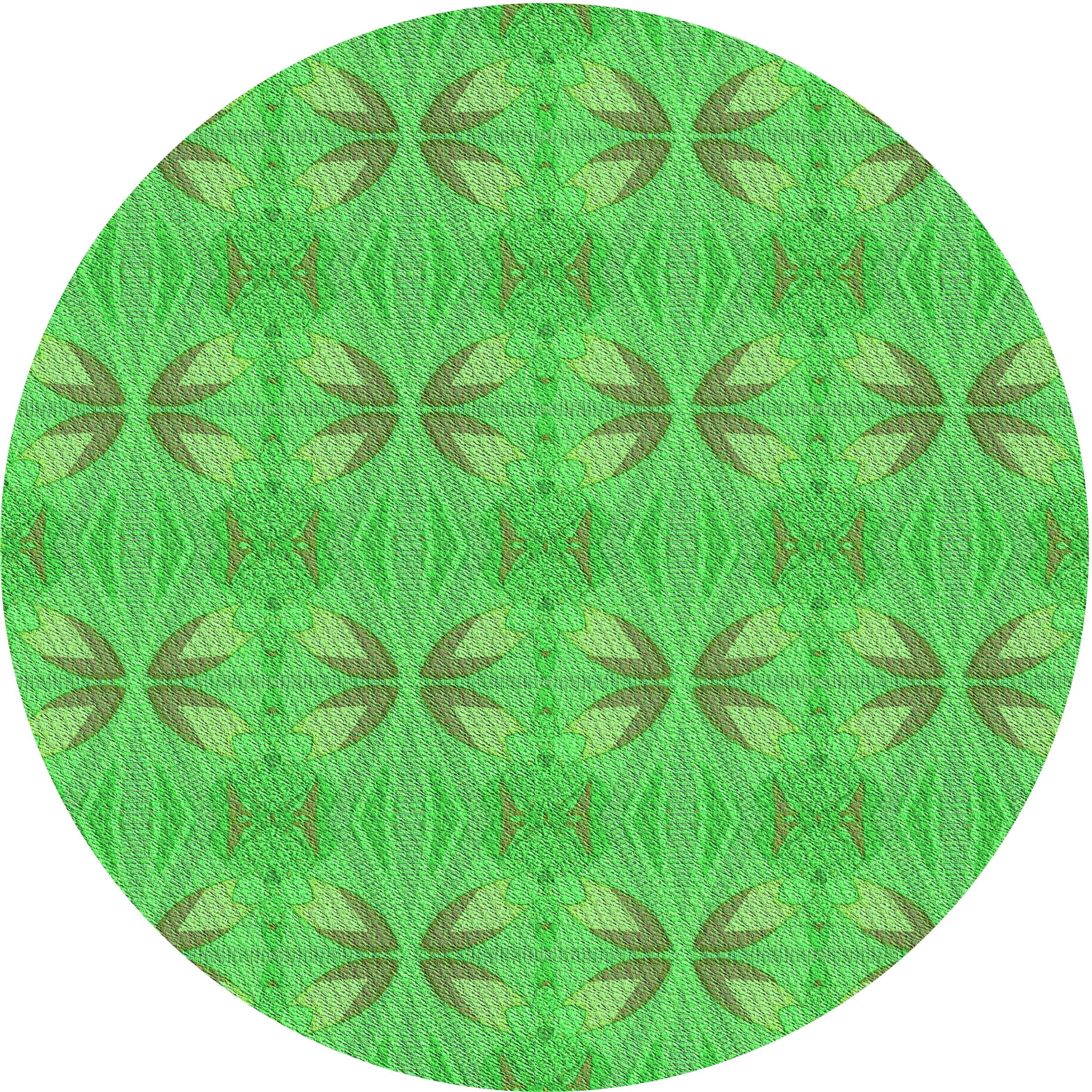 Ahgly Company Indoor Round Patterned Neon Green Area Rugs, 8' Round ...