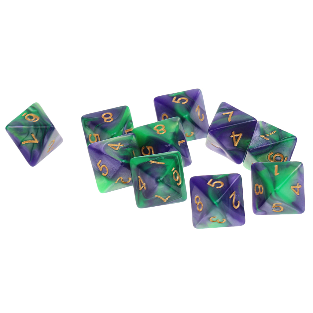 10 Uds dados poliédricos D8 de 8 caras para juegos de Verde púrpura ...