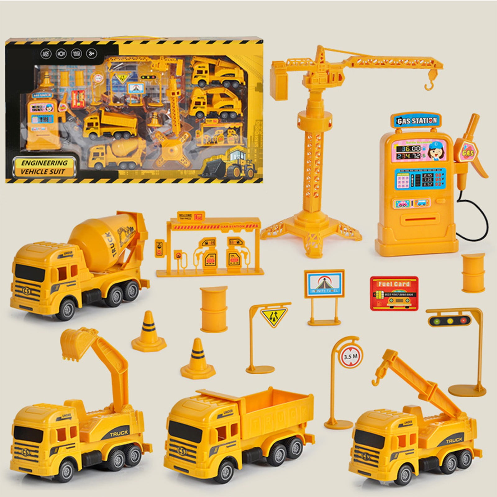 HBBKVI 16 Pcs Kids Engineering Construction Vehicles Toy Set Including ...