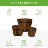 Best Choice Products Rustic Wooden Planting Pots Set of 3 with Drainage ...