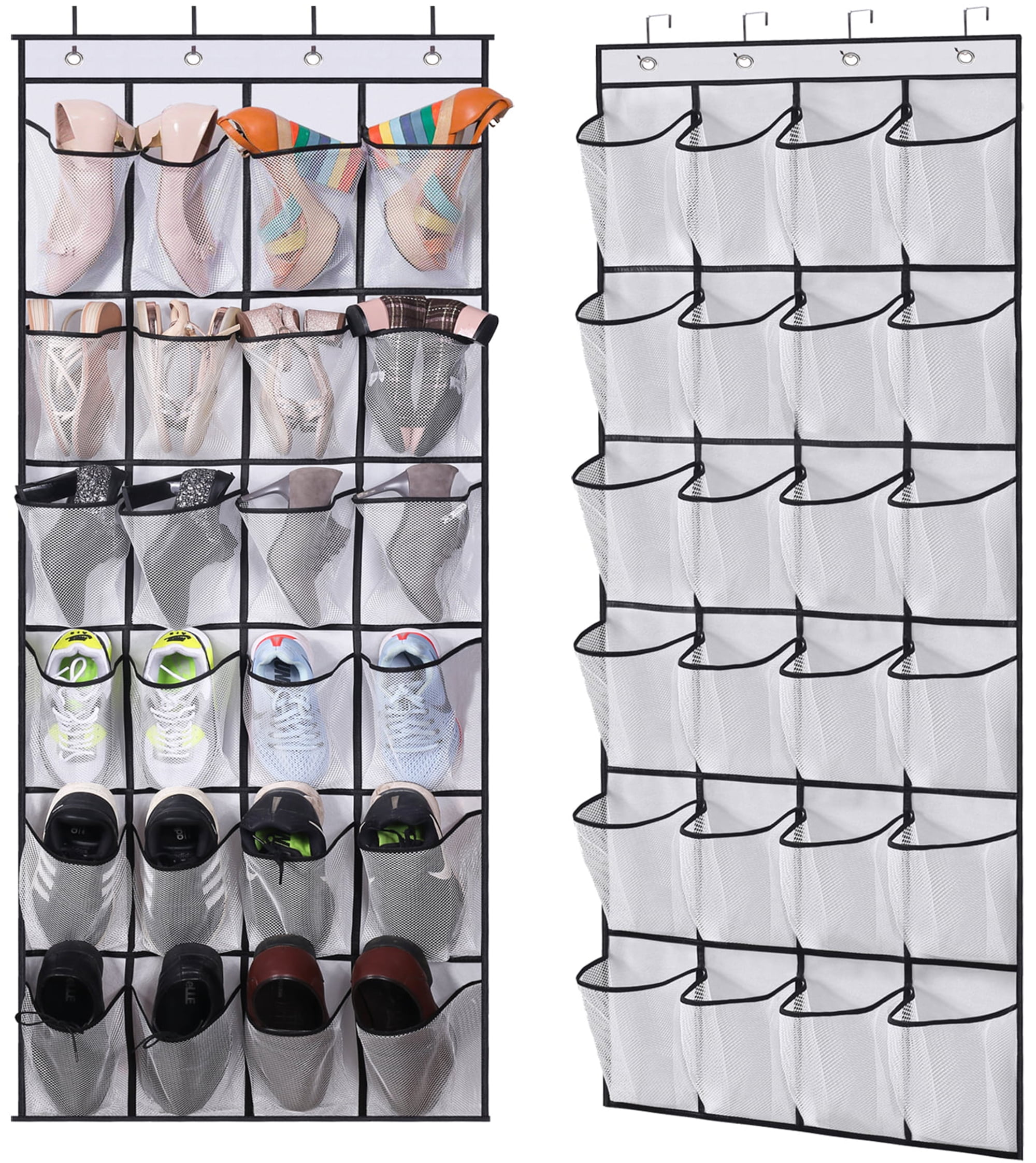 MISSLO 24 Pairs Over The Door Hanging Shoe Organizer 2 Packs Mesh ...