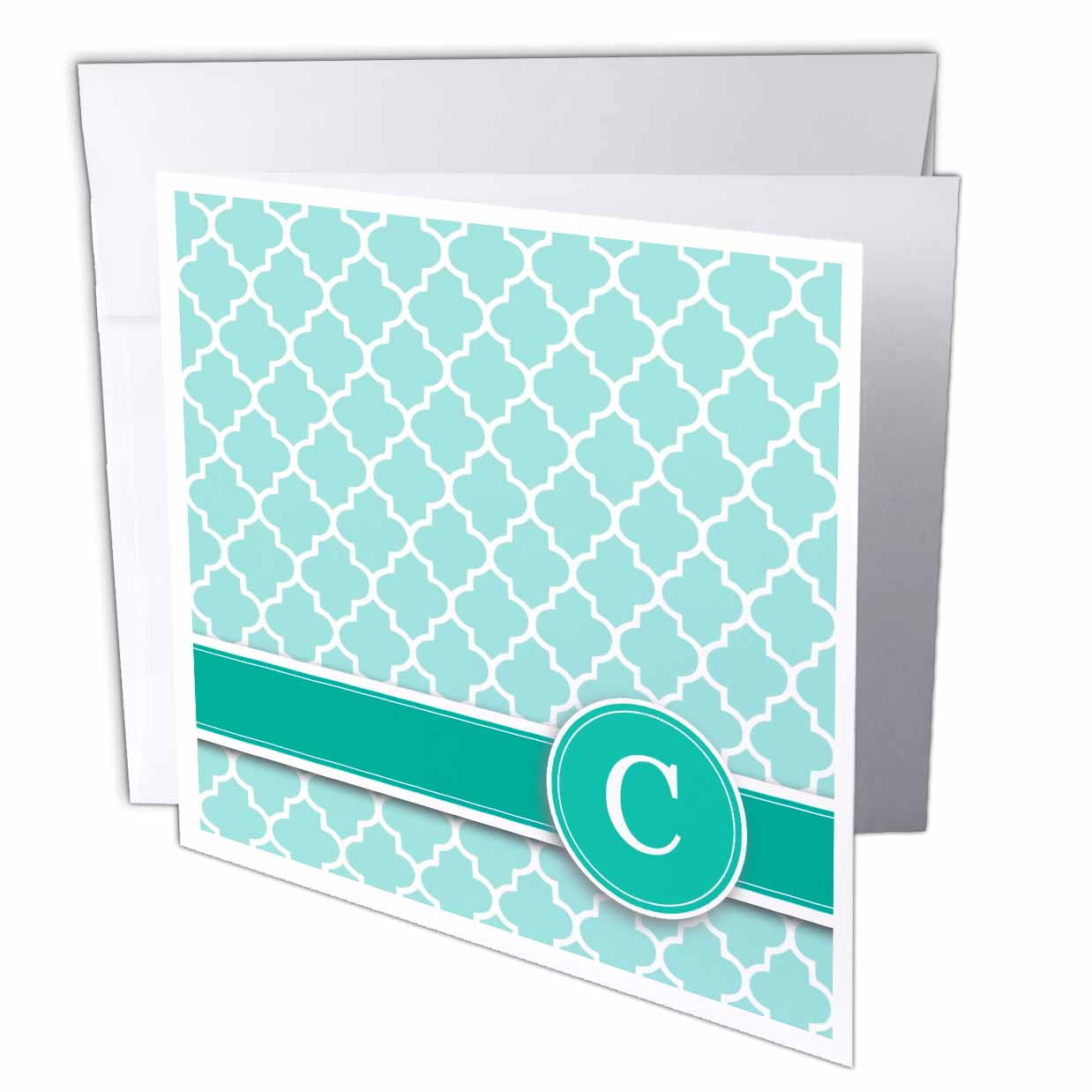 3dRose Personalized letter C aqua blue quatrefoil pattern Teal ...