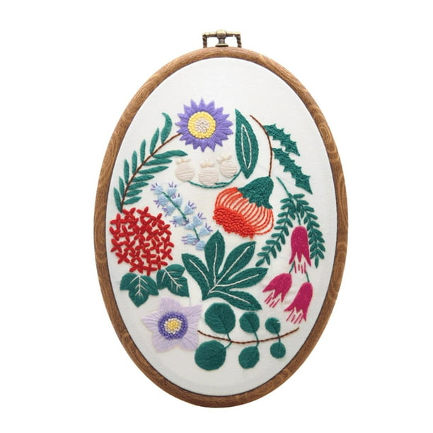 Floral Embroidery Starter Stamped Stitch Wall Decoration Needlework DIY ...