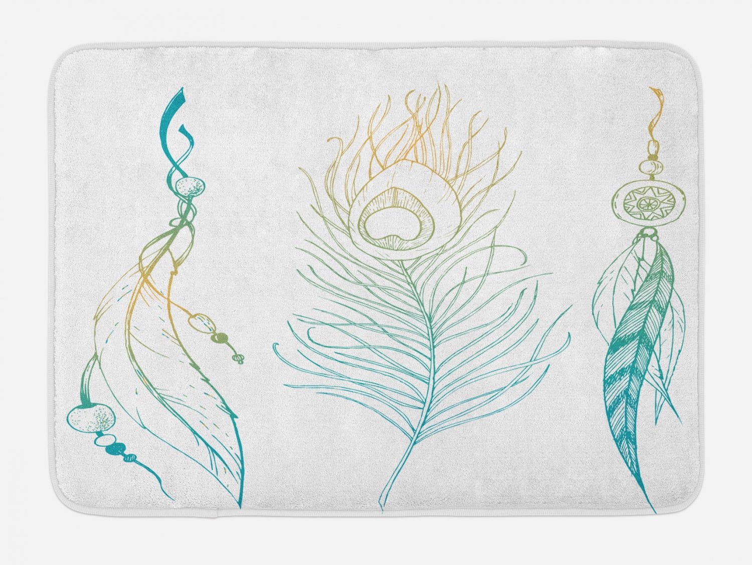 Peacock Bath Mat, Aesthetic First Nations Feather and Peacock Tail ...