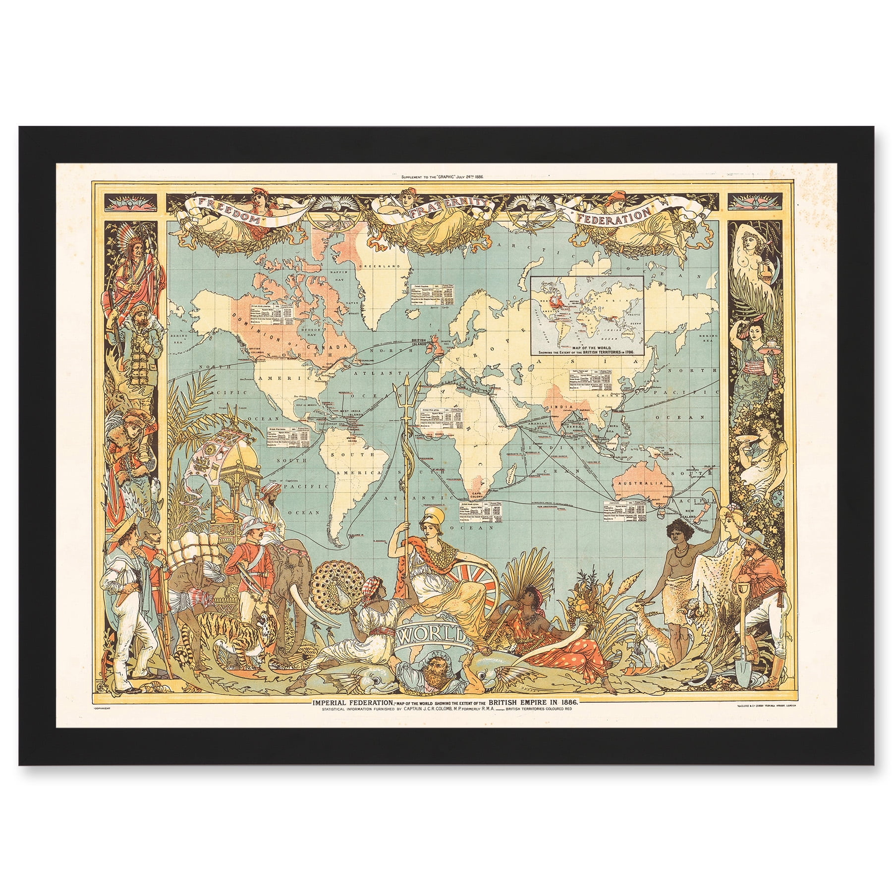 Crane 1886 Pictorial Map British Empire World Colonial Brittania ...