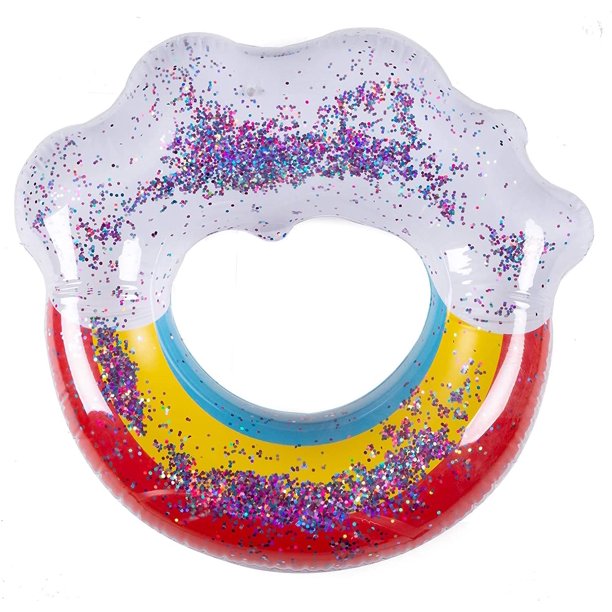 Giant Inflatable Rainbow Pool Float with Glitter Inside, Fun Beach ...