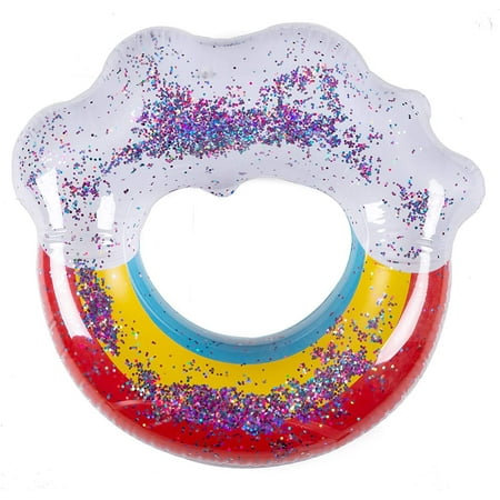 Giant Inflatable Rainbow Pool Float with Glitter Inside, Fun Beach ...