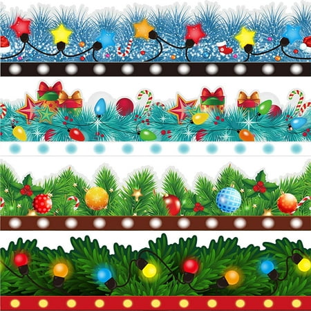 60 Pieces Christmas Bulletin Board Sticker Christmas Lights Borders ...