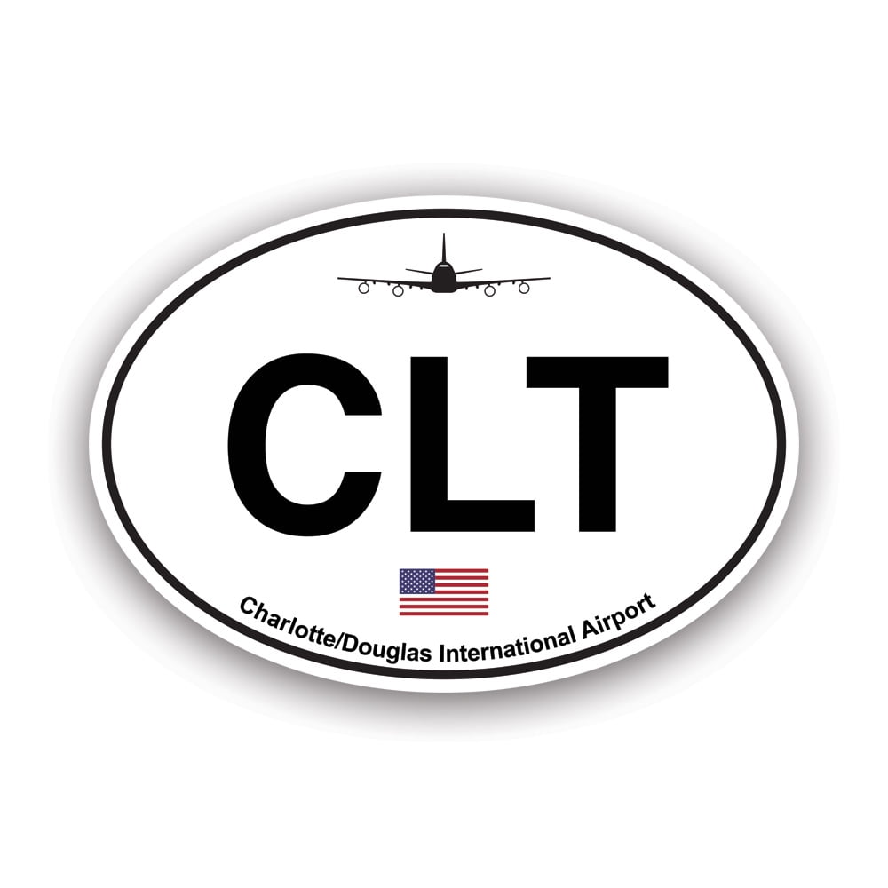 Charlotte Douglas Airport Euro Oval Sticker Decal - Self Adhesive Vinyl ...