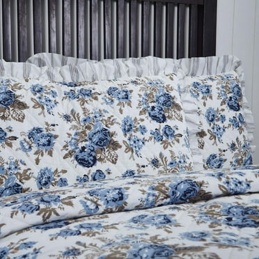 VHC Brands Jolie, Farmhouse Quilted Bed Sham, King, Patchwork, Blue ...