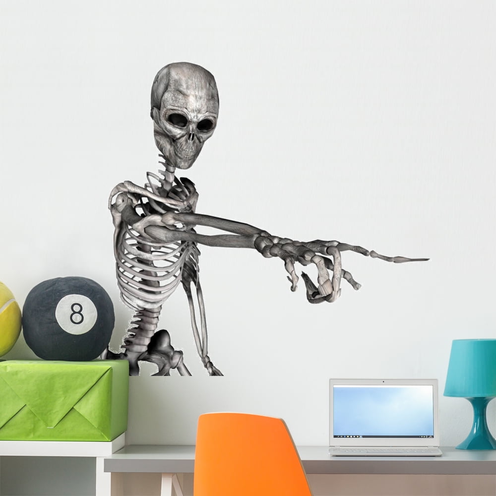 Skeleton Pointing Wall Decal by Wallmonkeys Peel and Stick Graphic (36 ...