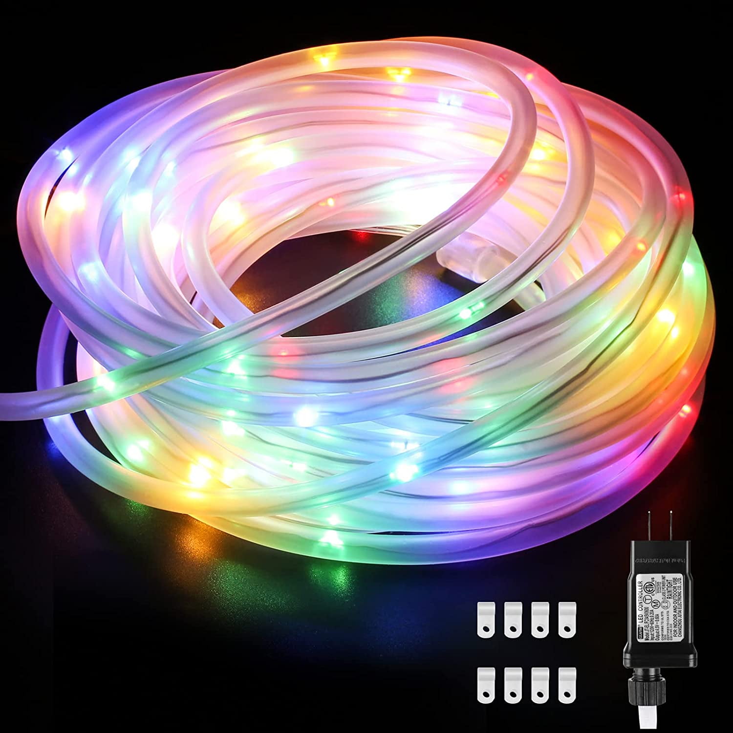 LE LED Rope Light with Timer, Multi Colored, 8 Mode, Low Voltage ...