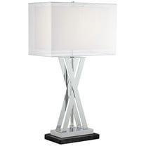 Possini Euro Proxima Table Lamp, 28" Tall, Chrome X-Base, White Double ...