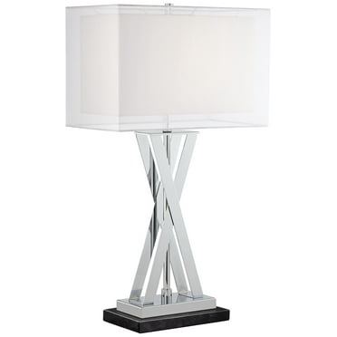 Possini Euro Proxima Table Lamp, 28" Tall, Chrome X-Base, White Double ...