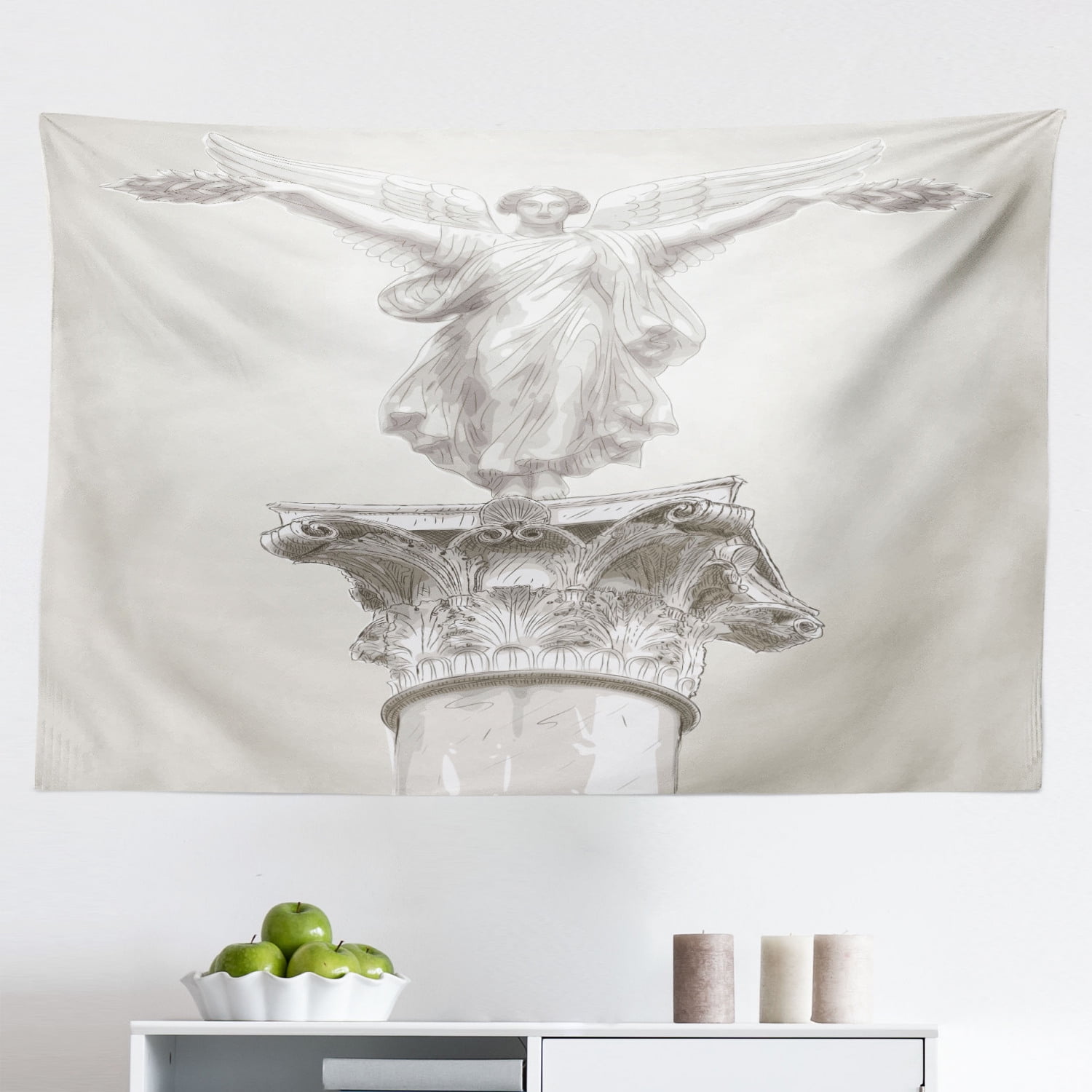 Retro Tapestry, Angel Woman in Medieval Site Vintage Style Mythical ...