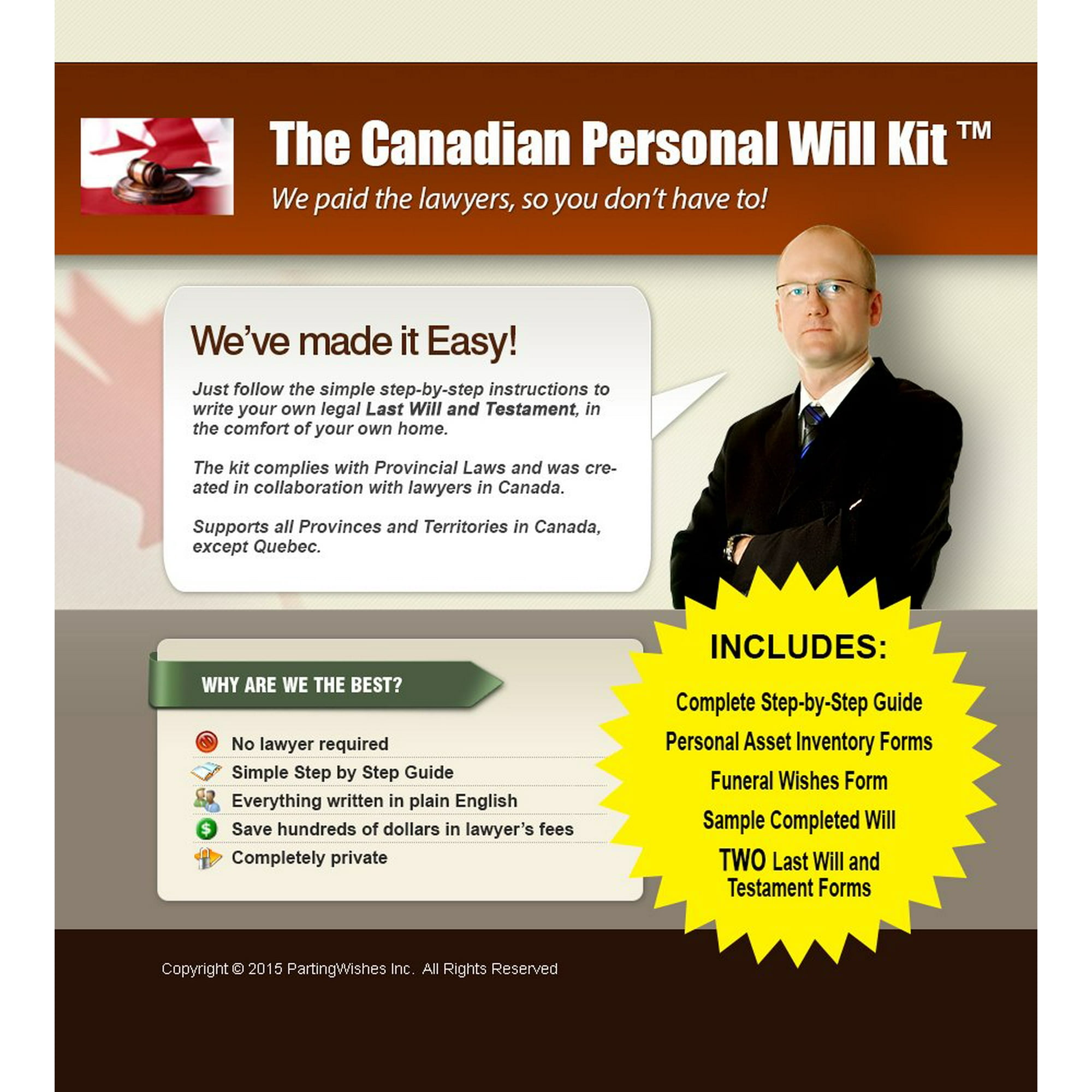 Click here for Partingwishes Inc. The Canadian Personal Will Kit... prices