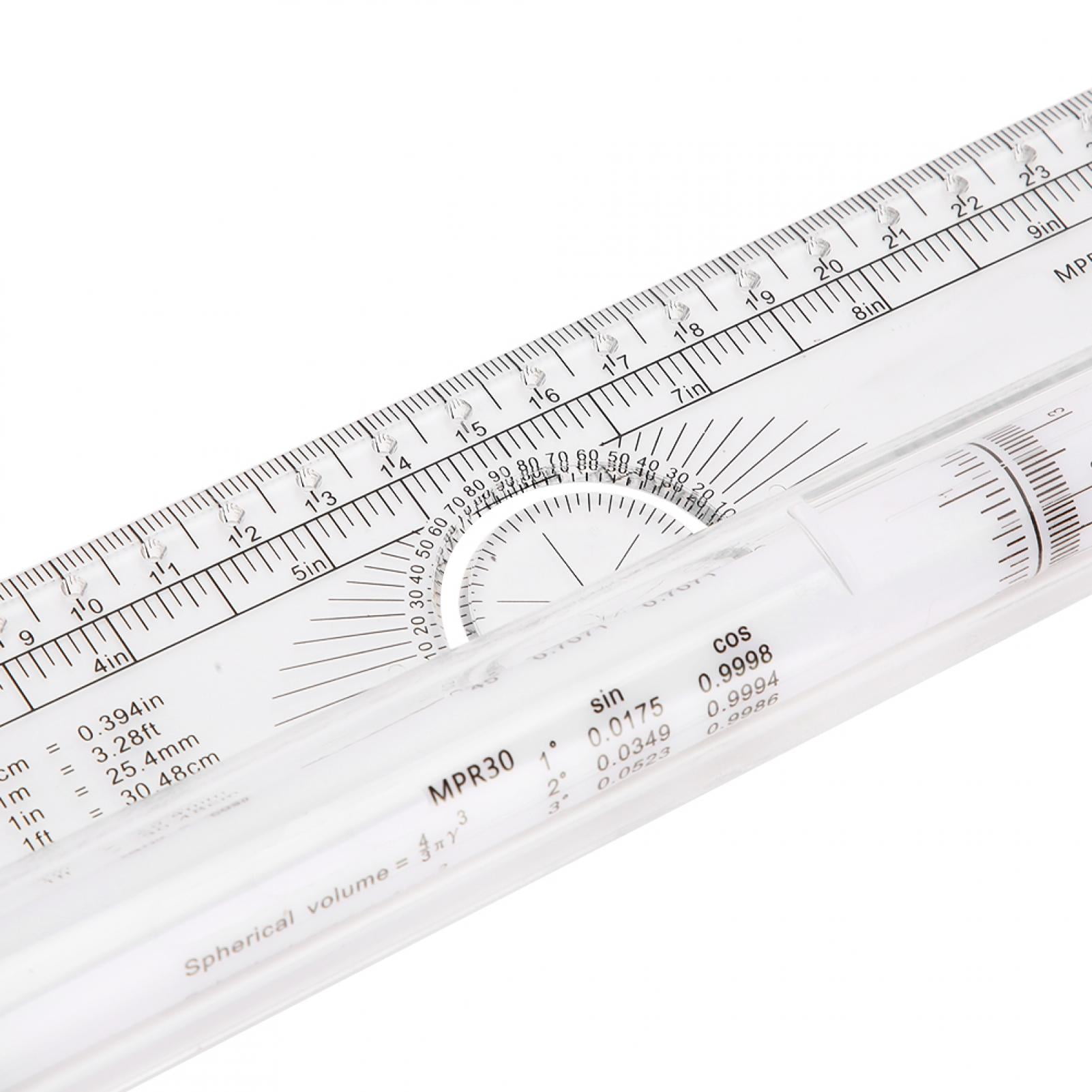 Zerodis 30cm 11.8in Parallel Rolling Ruler Multi Purpose Clear Drawing ...