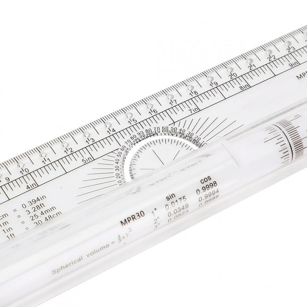 Zerodis 30cm 11.8in Parallel Rolling Ruler Multi Purpose Clear Drawing ...