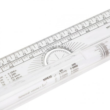 Zerodis 30cm 11.8in Parallel Rolling Ruler Multi Purpose Clear Drawing ...