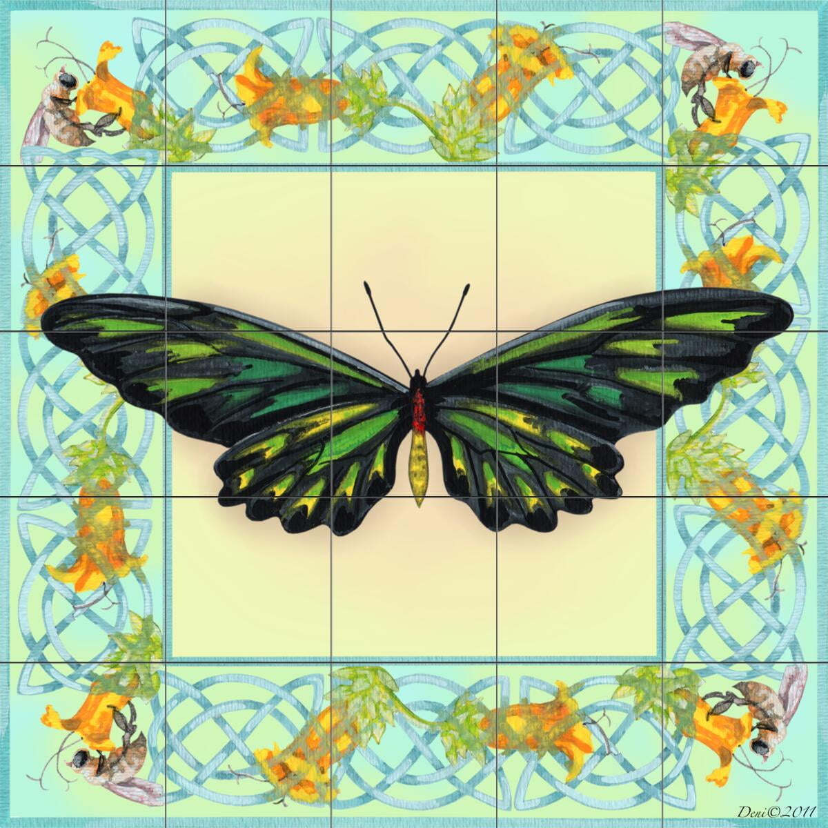 Tile Mural Kitchen Backsplash - Butterfly Square 8-DF - by Denise ...