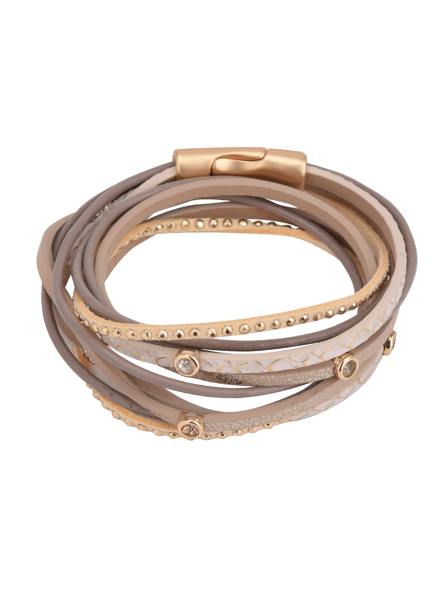 The Pioneer Woman - Women's Jewelry, Multi-Strand Faux Leather Wrap Magnetic Bracelet - Walmart.com