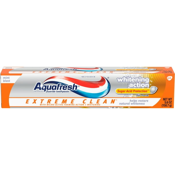 Aquafresh Extreme Clean Whitening Fluoride Toothpaste, Mint Blast, 5.6 ...