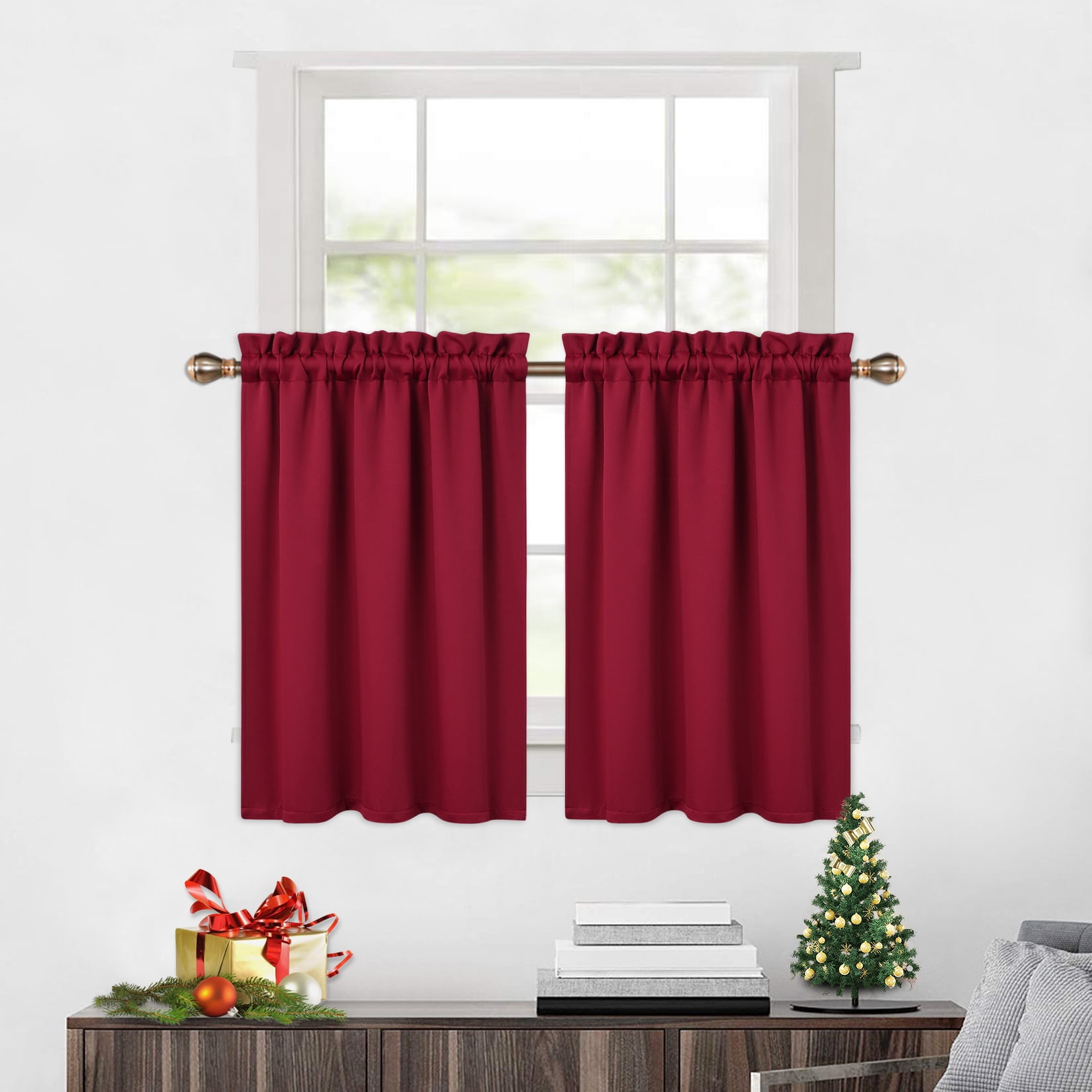 WhizMax 26"W x 36"L Cafe Curtains Light Blocking Room Darkening Thermal ...