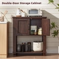 Coffee Bar Table with 2-Door Cabinet and Open Shelf, Walnut Finish, for ...