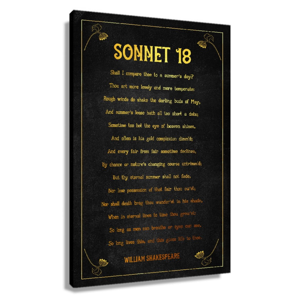 Sonnet 18 Poem Wall Decor William Shakespeare Quote Wall Art Poetry Poster Pictures for Living ...
