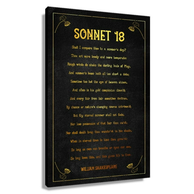 Sonnet 18 Poem Wall Decor William Shakespeare Quote Wall Art Poetry ...