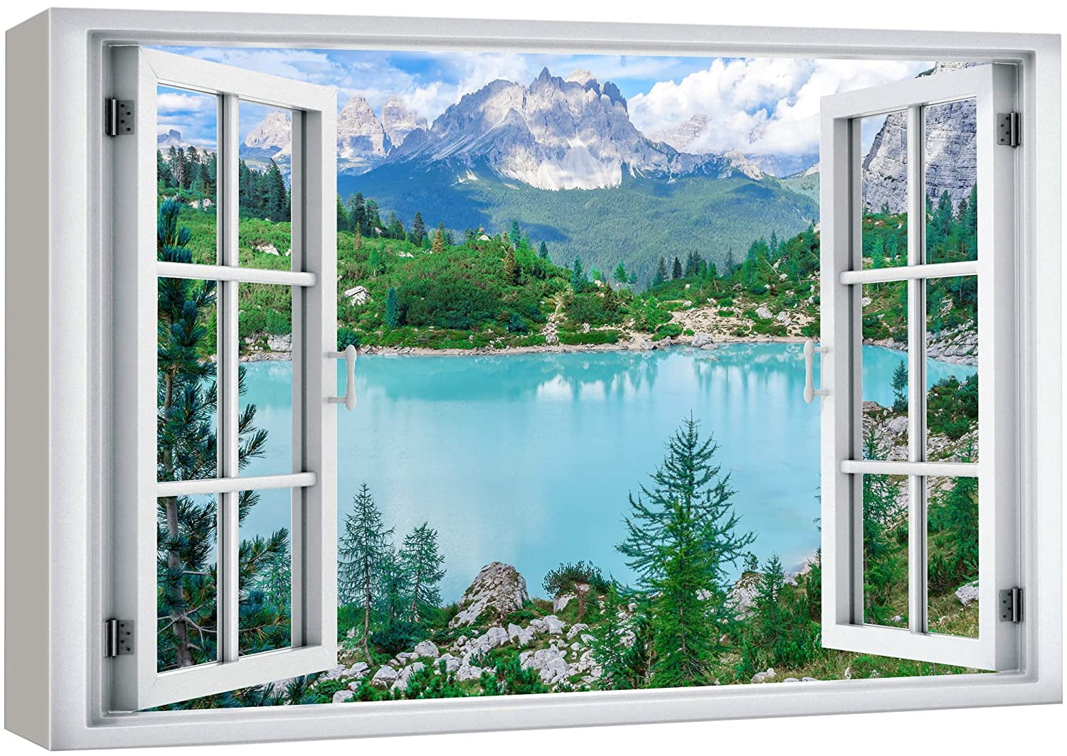 wall26 Canvas Print Wall Art Window View Colorado Forest Lake Mountain ...