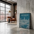 Affixzi Amsterdam Travel Poster, Teal Blue Line Art, Vintage Canal Wall ...