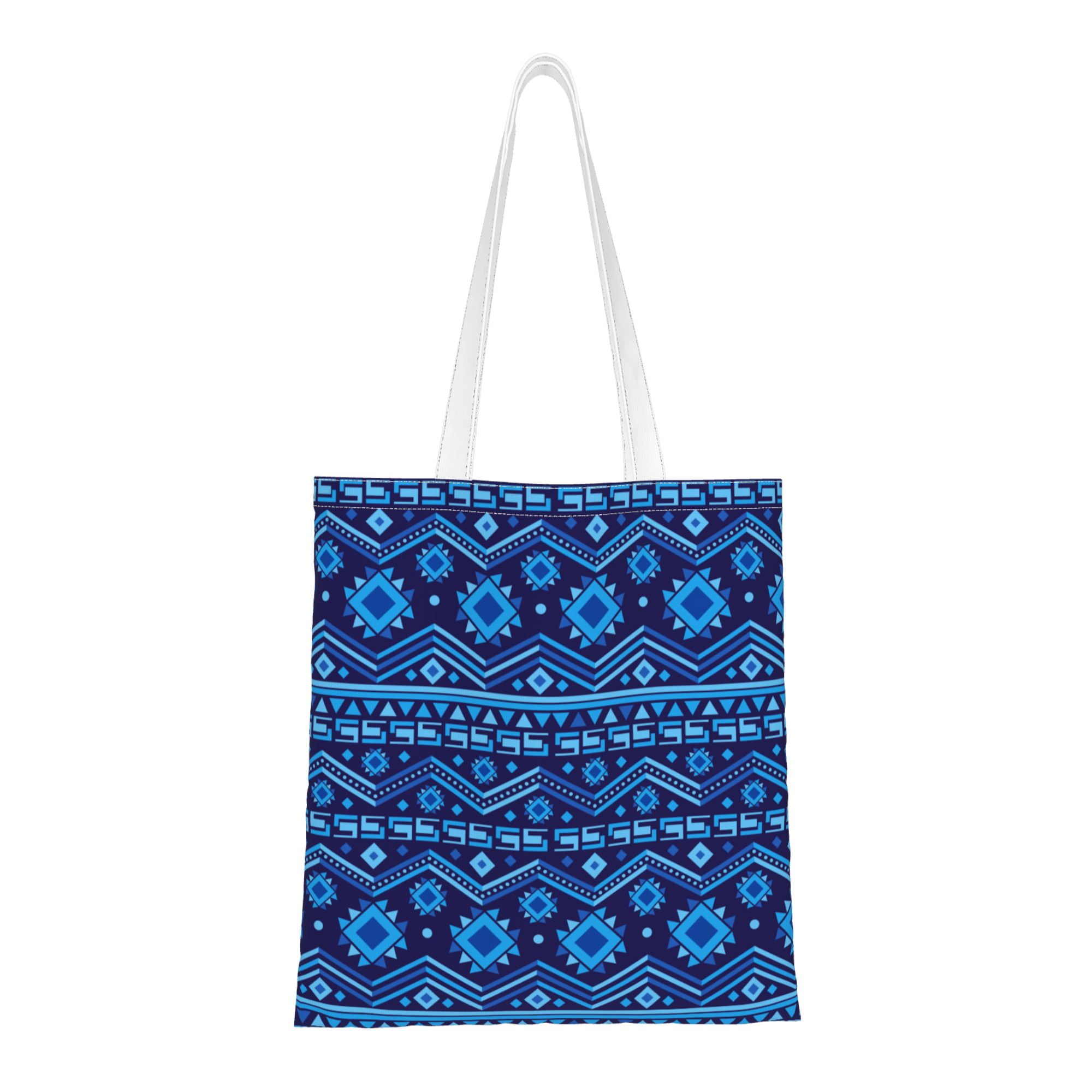 DouZhe Reusable Grocery Bags, Blue Shapes Textile Backdrop Lightweight ...