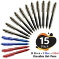 Lineon Erasable Gel Pens 15 Pack Retractable Fine Point Black Blue Red ...