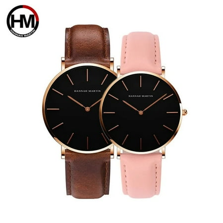 2pcs/ set Japan Movement Leather Strap Casual Fashion Women Top Brand ...