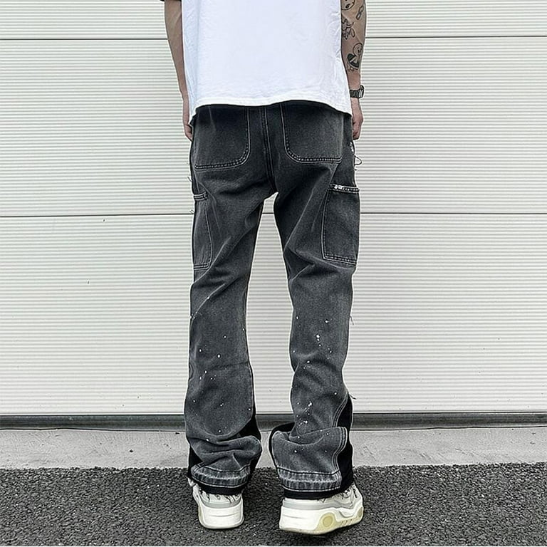 2024 Graffiti Black Flared Denim Pants Mens Vintage Hip Hop 2024 Graffiti Black Flared Denim Pants Mens Vintage Hip Hop