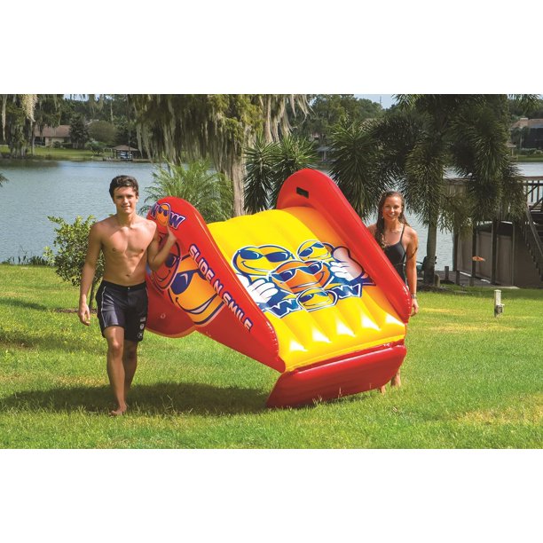 WOW Sports Slide N Smile Inflatable Pool Slide with Sprinklers for Kids ...
