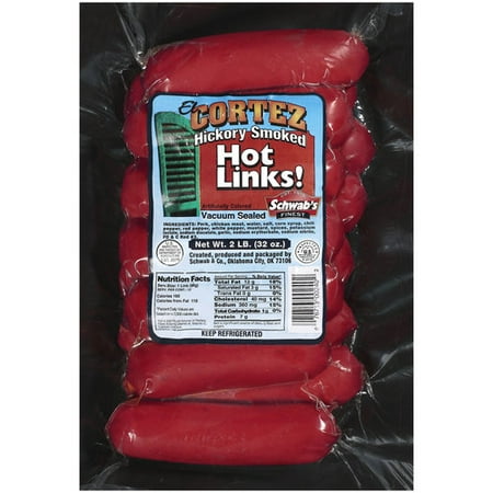 Schwab's Finest El Cortez Hickory Smoked Hot Links, 2 Lb - Walmart.com
