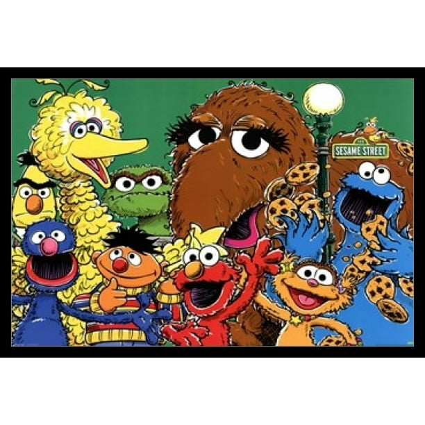 Sesame Street - Group Laminated & Framed Poster (36 x 24) - Walmart.com