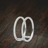 Double Decker Stunning Modern Engagement Ring Promise Ring Moissanite ...