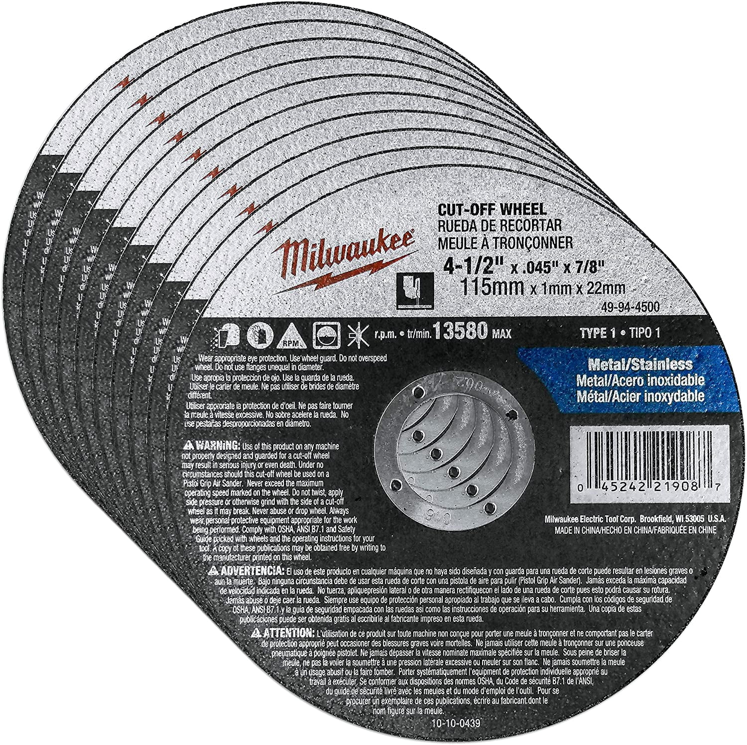 Milwaukee 10 Pack 4 1 2 Cutting Wheels For Grinders Aggressive