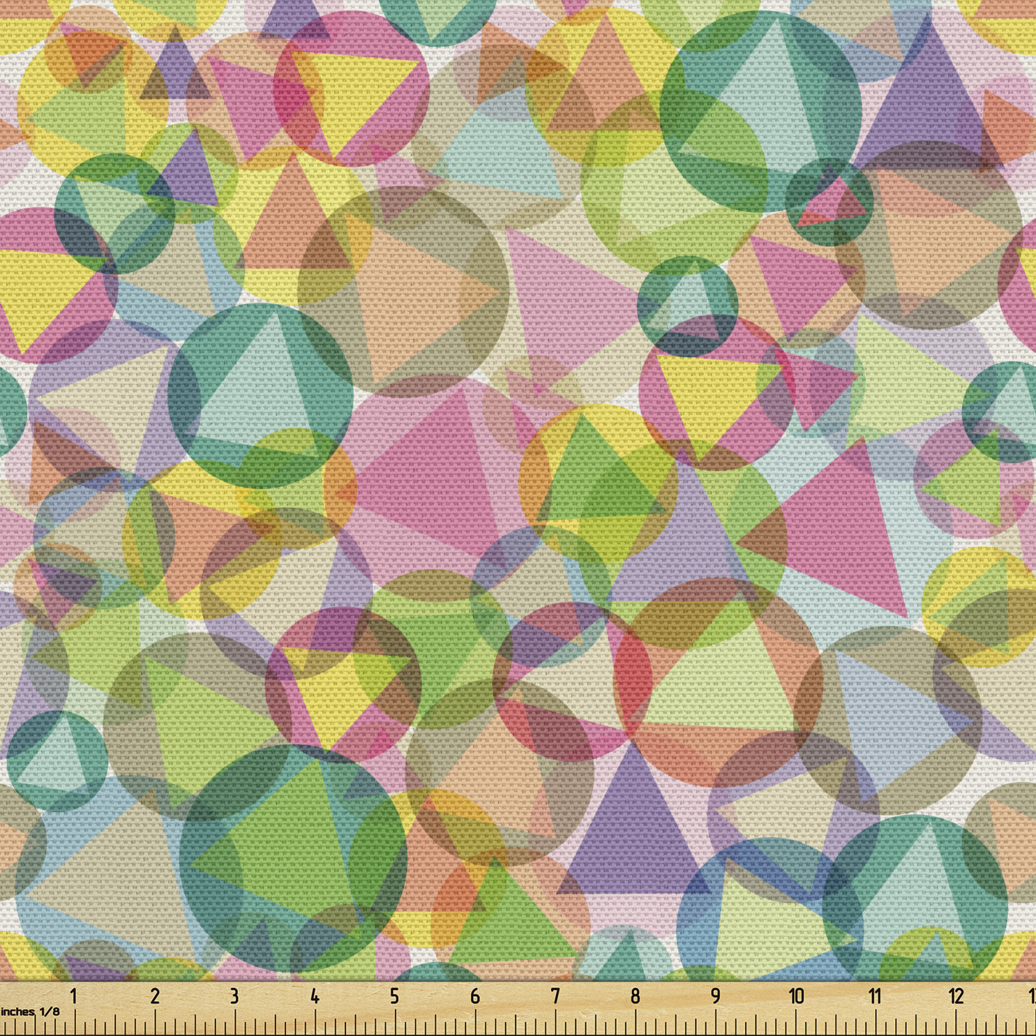 Geometric Fabric by the Yard, Grunge Toned Abstract Triangles Circles ...