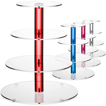 Vdomus Acrylic 4 Tier Cupcake Stand with LED Lights - Cupcake Tower and ...