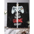 Cartoon Game Console on Black Chiffon Sheer Curtains 84 Inches Long ...