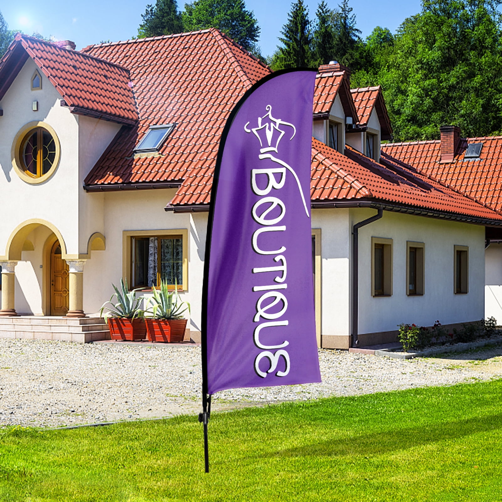 QSUM Boutique Sign Feather Flag with Pole Kit,7FT Boutique Decoration ...