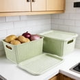 Pethiy 2-Pack Light Green Rattan-Texture Plastic Storage Baskets ...