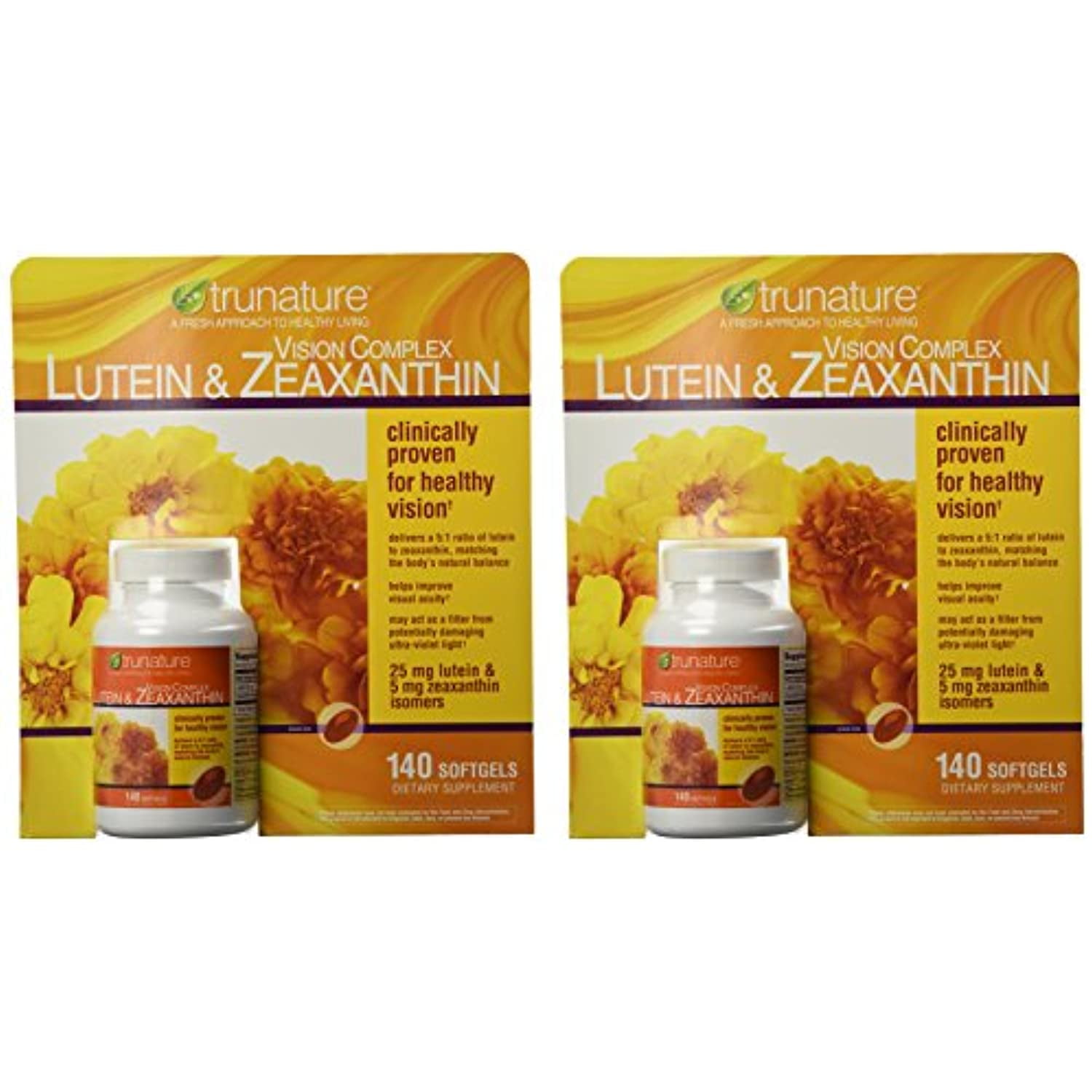 2 Pack | Trunature Vision Complex Lutein & Zeaxanthin, 140 Softgels - Walmart.com